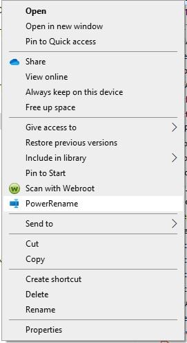 Use PowerRename utility to bulk amend Windows filenames