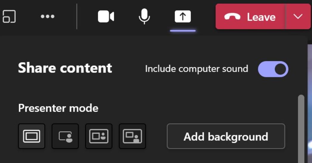 Share computer audio in a Teams meeting