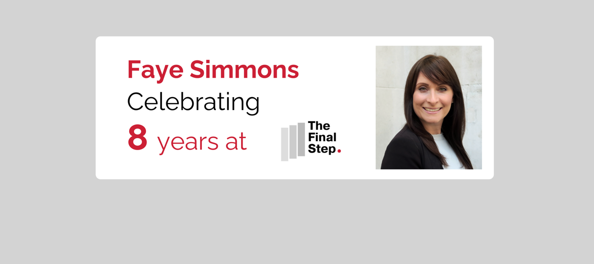 Faye Simmons celebrates her 8th anniversary at The Final Step